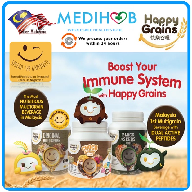 Happy Grains Original (1.2KG) Black Seed (1kg) Sachet (40x25g) 快乐谷粮 ...