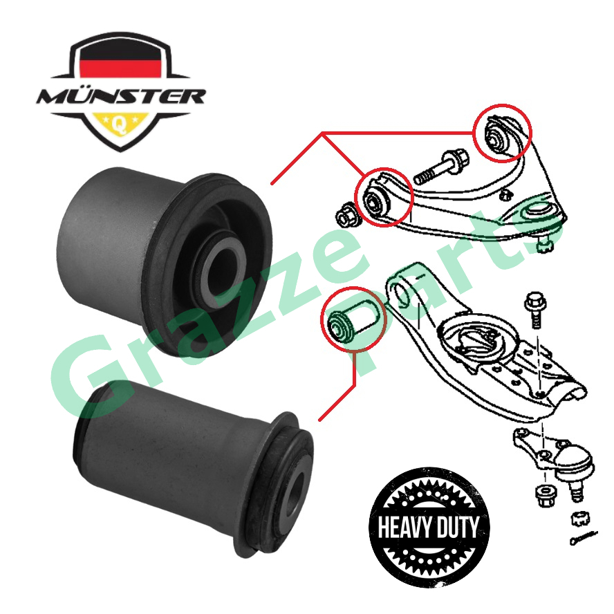 Münster ^Heavy Duty^ Front Lower & Upper Control Arm Bush MR519398 ...