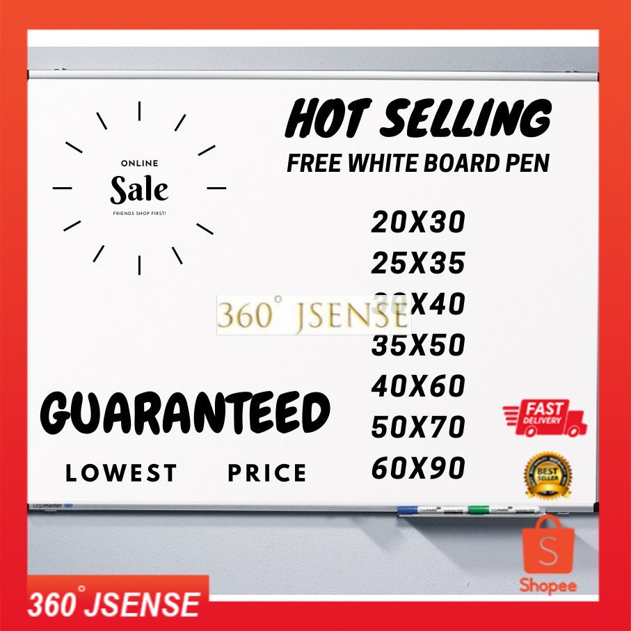 White Board / Papan Putih / Magnetic Whiteboard / White board With Pen ...