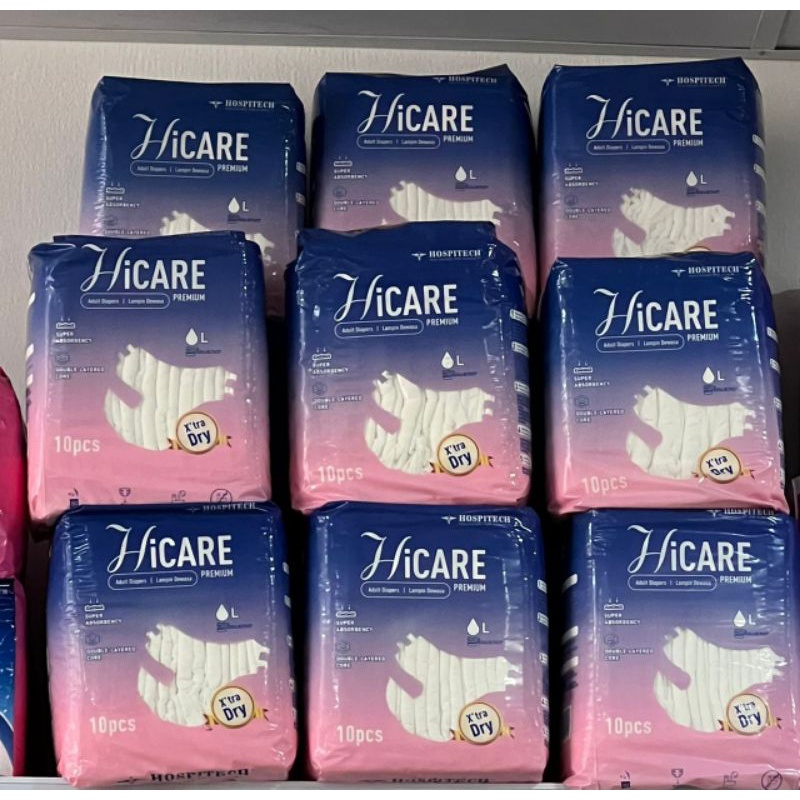 Hicare Premium Adult Diapers 10pcs - SIZE M, L, XL, XXL | Shopee Malaysia