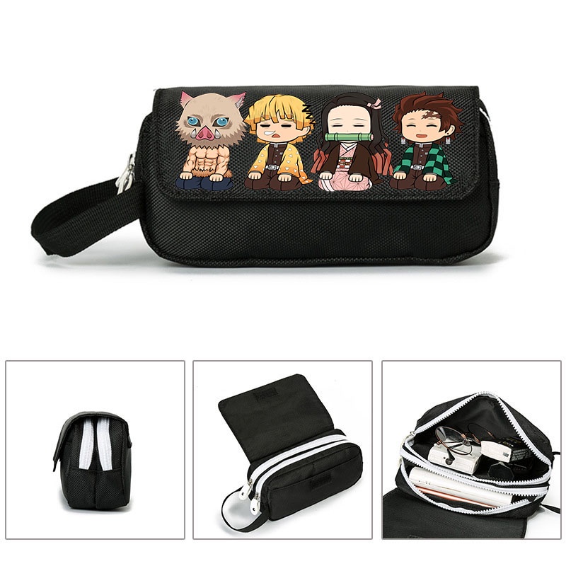 Unique Pencil Case Double Layer Anime Demon Slayer Pencil Case Cartoon ...