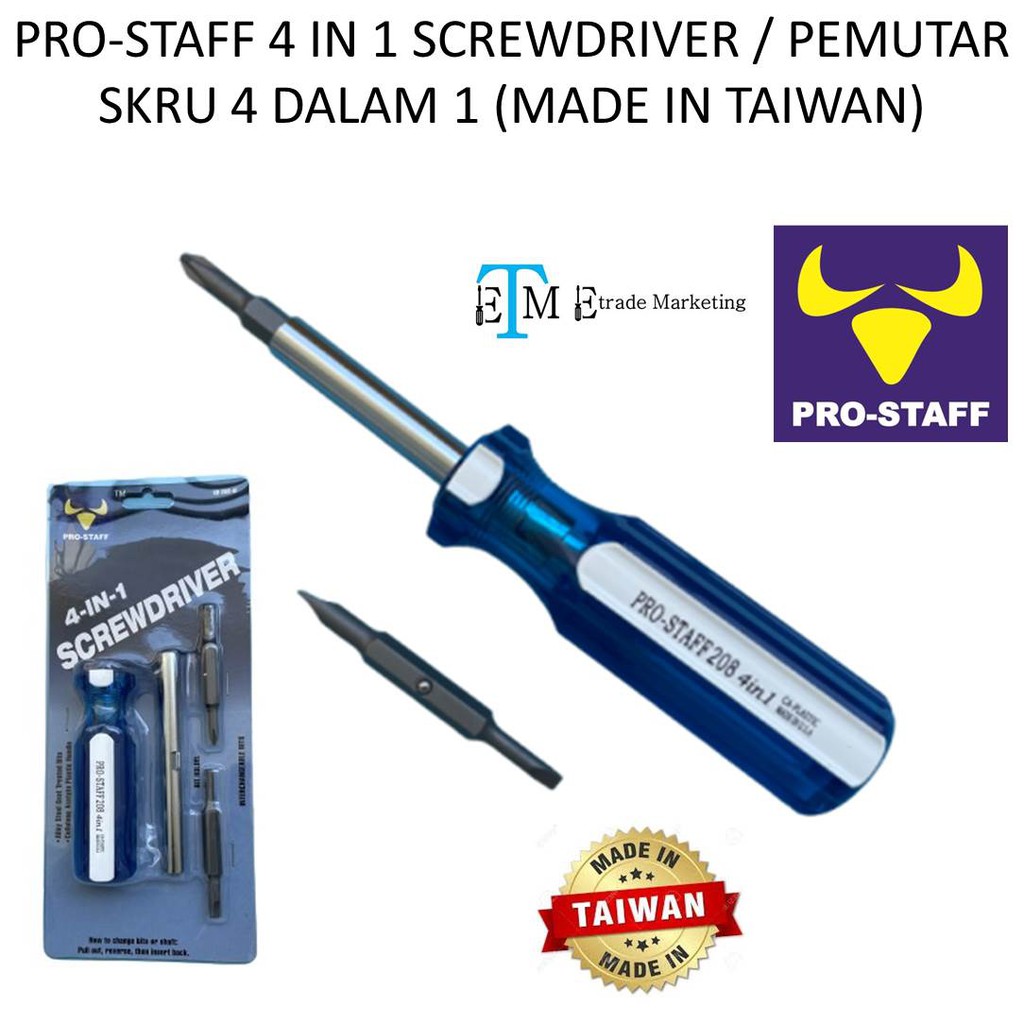 PRO-STAFF 4 IN 1 SCREWDRIVER / PEMUTAR SKRU 4 DALAM 1 (MADE IN TAIWAN ...