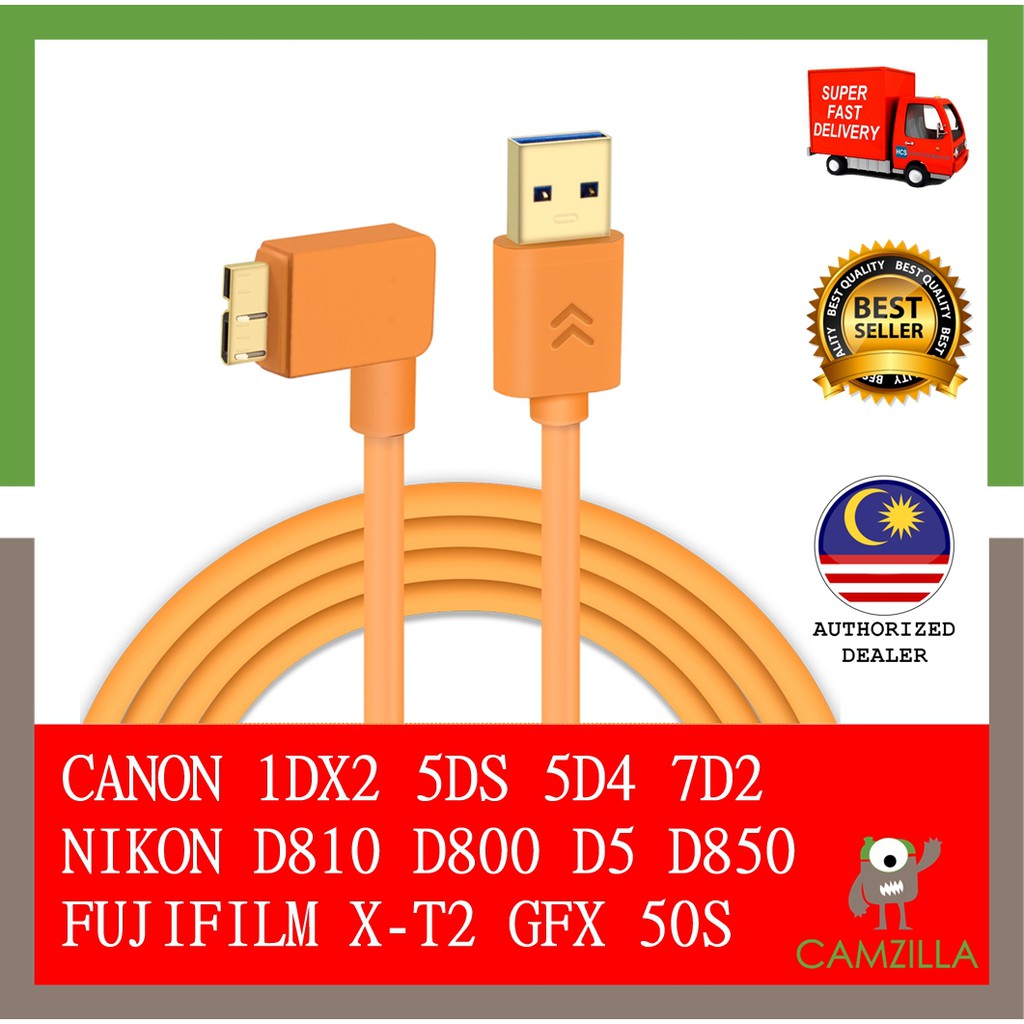 Tethering USB 3.0 TO MICRO B Right Angle Cable FOR CANON 1DX2 5DS 5D4 ...