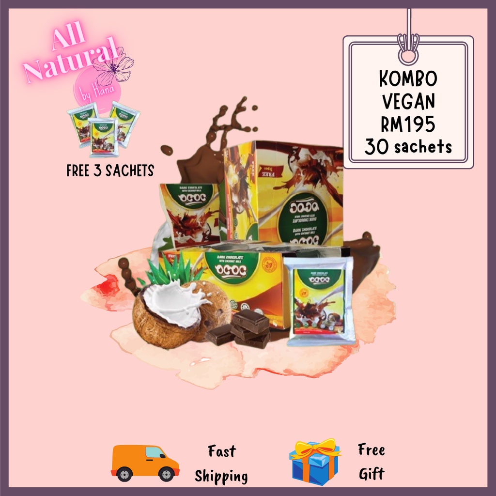 OCOC KOMBO VEGAN, Dark Chocolate Drink, Dr Rizal, 30 Sachets (FREE 3 ...