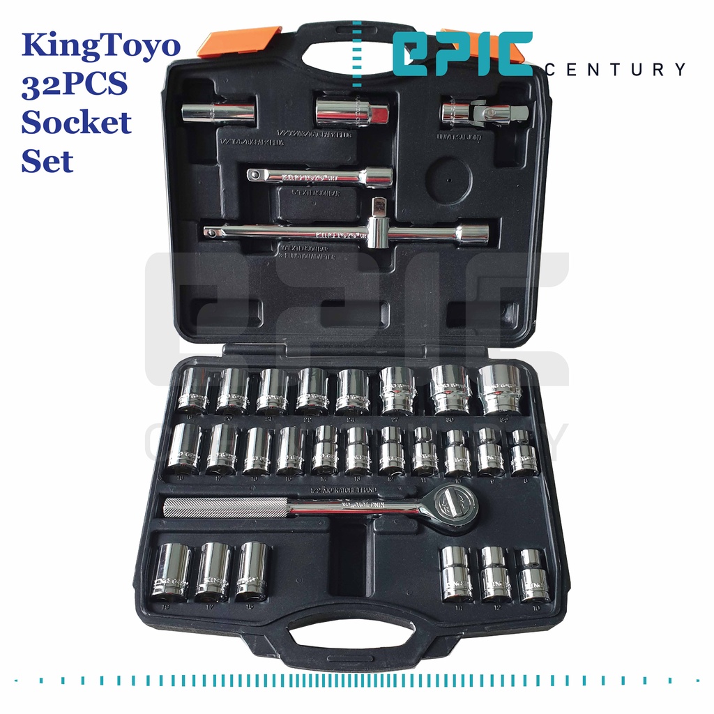 KingToyo 32PCS Box Socket Set (CRV Original Socket Set) | Shopee Malaysia