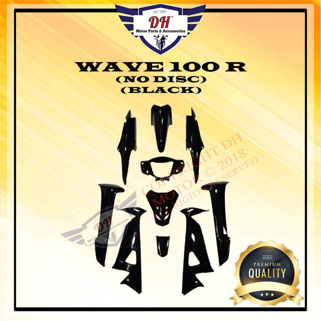 WAVE 100 R (NO DISC) COVER SET (BLACK) FULL SET HONDA | Shopee Malaysia