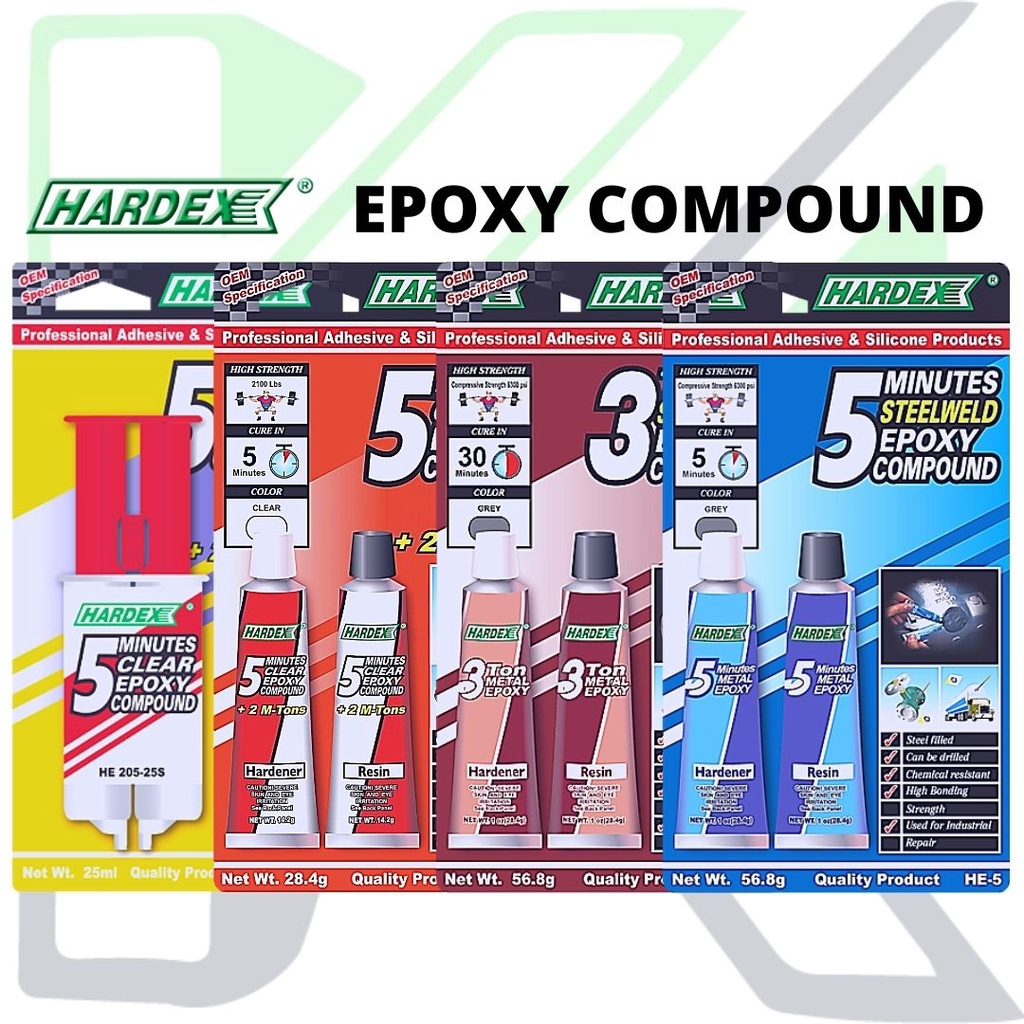 【HARDEX】3 / 5 minutes Metalweld Epoxy Compound HE3 / HE5 / HE205 ...