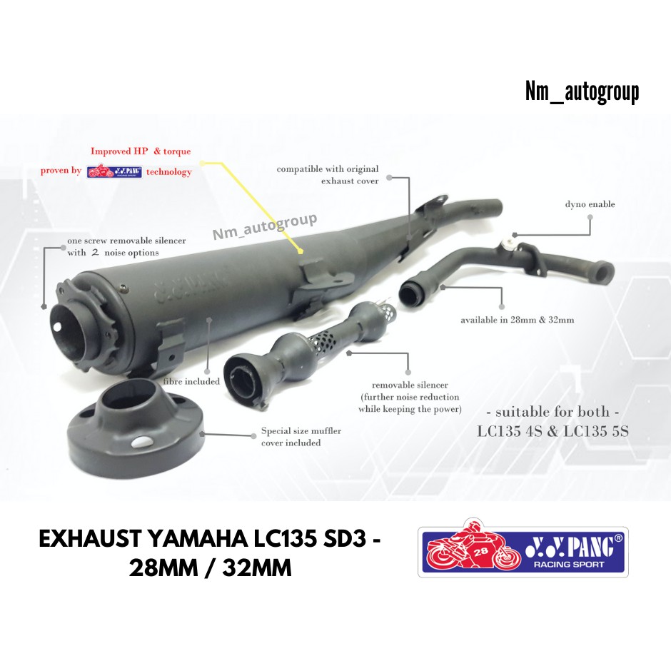 YY Pang Racing Exhaust Ekzos SD3 (ORI) -Yamaha Y15Z / LC135 / Y16ZR ...