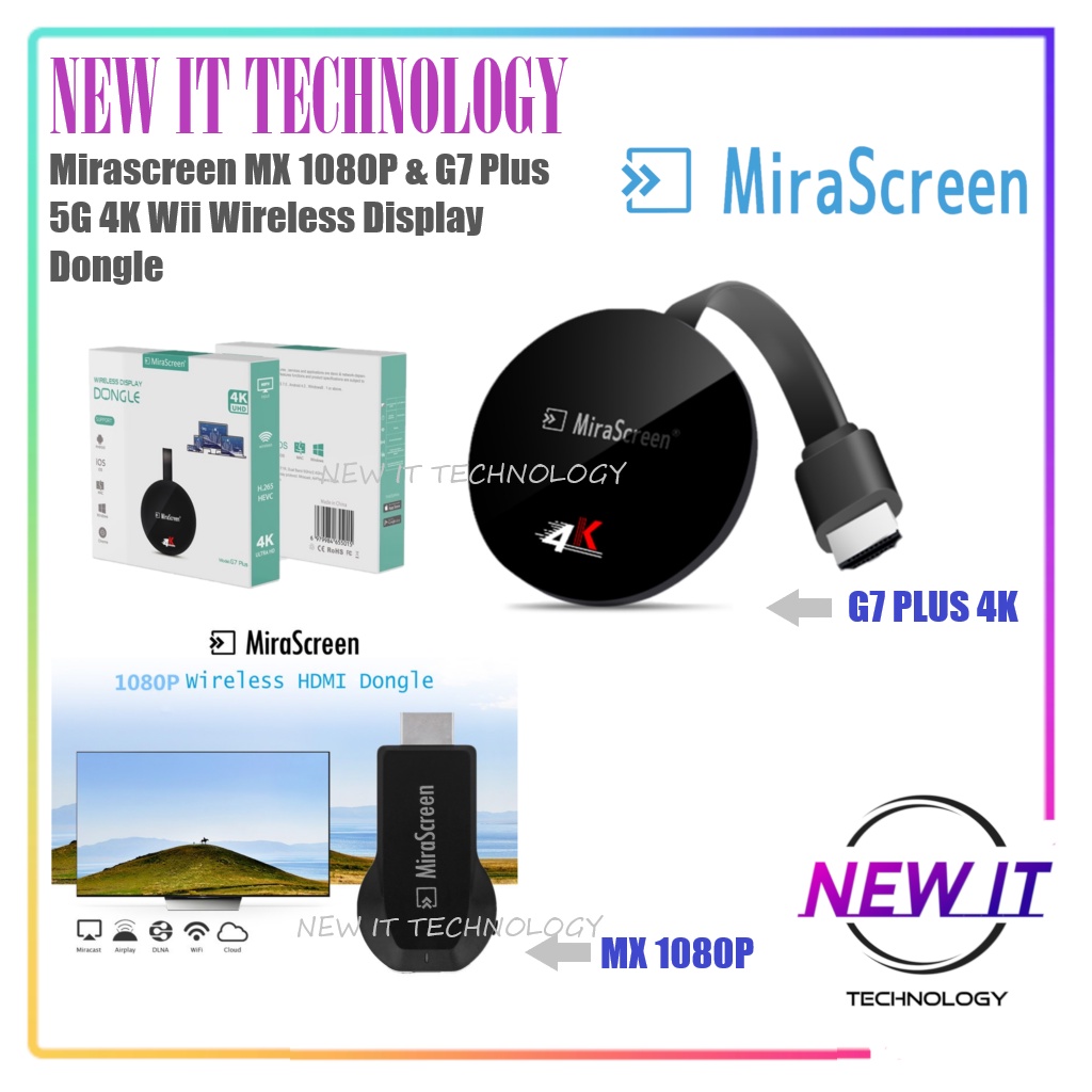 Mirascreen MX 1080P&G7 Plus&G9 Plus 5G wifi wireless display dongle 4K ...