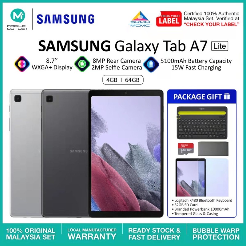 Samsung Galaxy Tab A7 Lite (LTE 3+32 / Wifi 4+64) Original Samsung ...