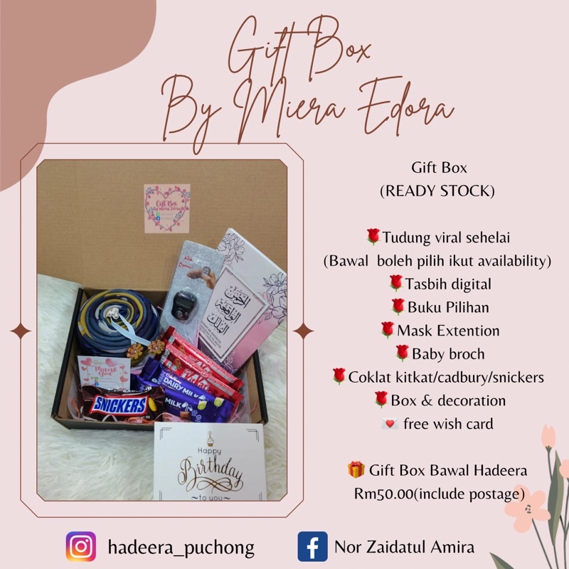 GIFT BOX TUDUNG BAWAL HADEERA 🎁 READY STOCK 🎁 | Shopee Malaysia
