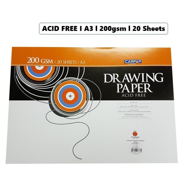 Campap 200gsm A3 Drawing Paper / Kertas Lukisan Pack 20's | Shopee Malaysia