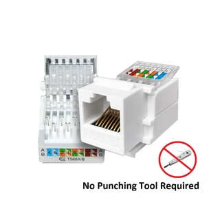 CAT5e/CAT6 RJ45 Keystone Jack Module Tool-Less No Punch Down Tool ...