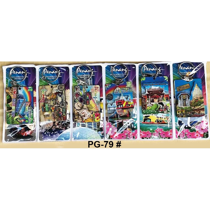 Malaysia Penang Souvenir Wooden 3D Keychain 6 in 1 design / Kayu 3D ...