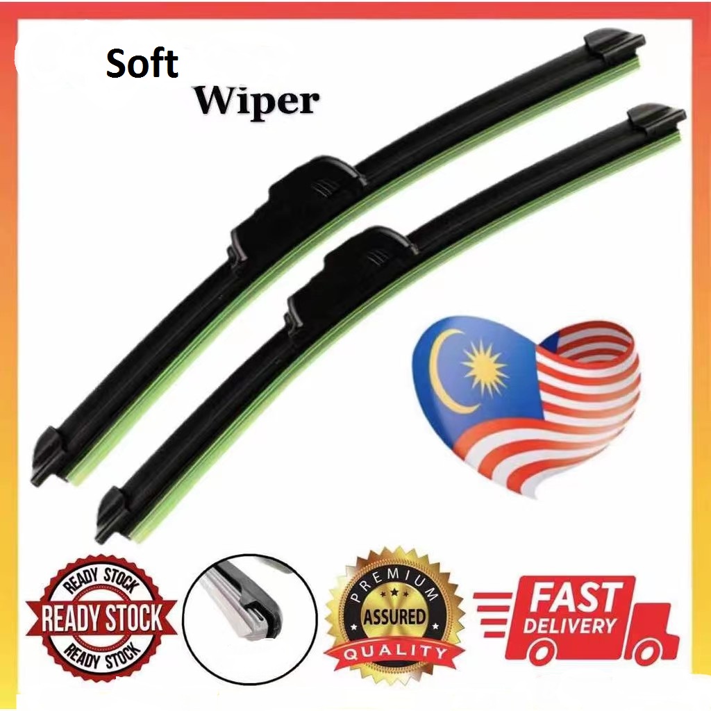 SOFT RUBBER WIPER BLADE BONELESS COMPATIBLE U-HOOK TYPE FOR Alza Myvi ...