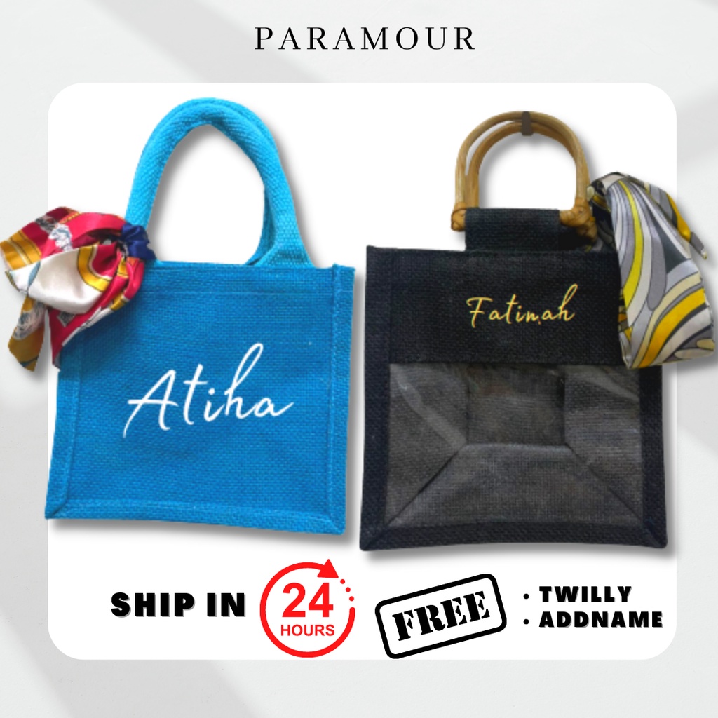 cute Bag- Jute Bag -Wedding Beg Kahwin - Green Raya - comel Packaging ...