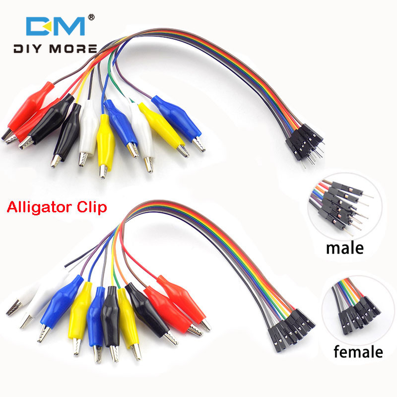 20 cm/30 cm 10 pin Double-end Alligator Clips Jump Wire Male Female ...