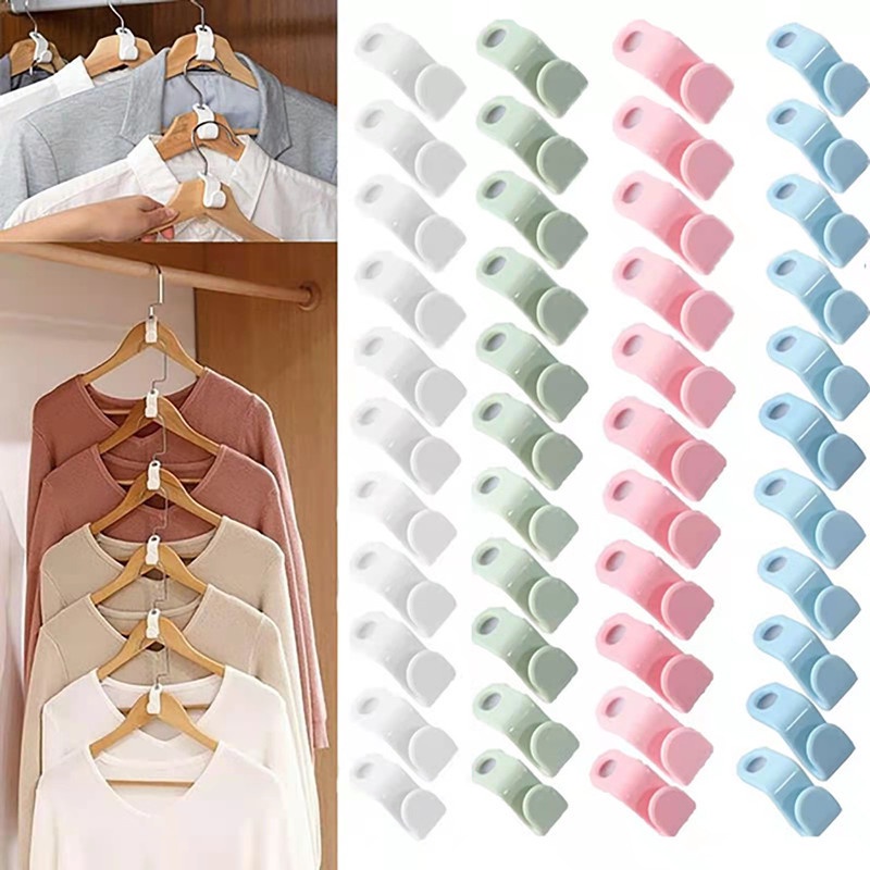 6PCS Mini Clothes Hanger Connector Hooks Cascading Plastic Wardrobe ...