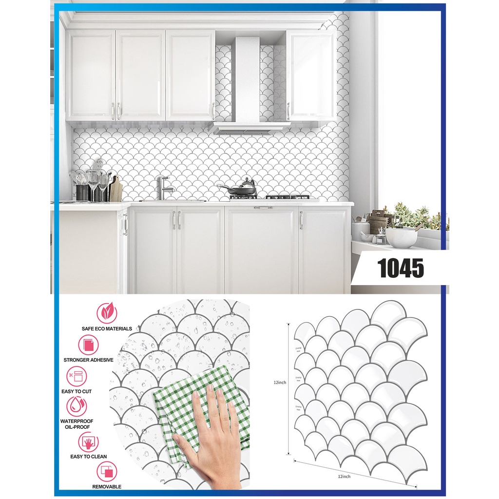 ZALALO 5D Corak Mozek Sticker 1Kaki x Kaki Crystal Hexagon Mosaic Bilik ...