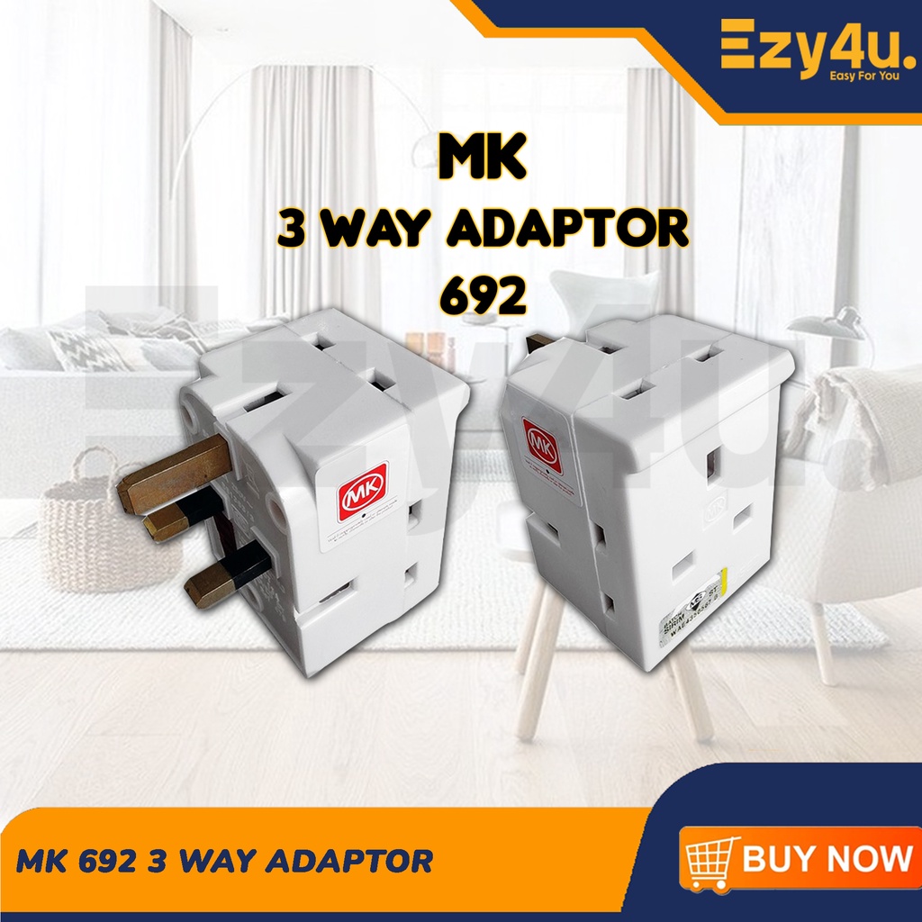 MK 692 3 Way 13A Socket Outlet Adaptor Adapter Sirim Approved Heavy ... MK 692 3 Way 13A Socket Outlet Adaptor Adapter Sirim Approved Heavy ...