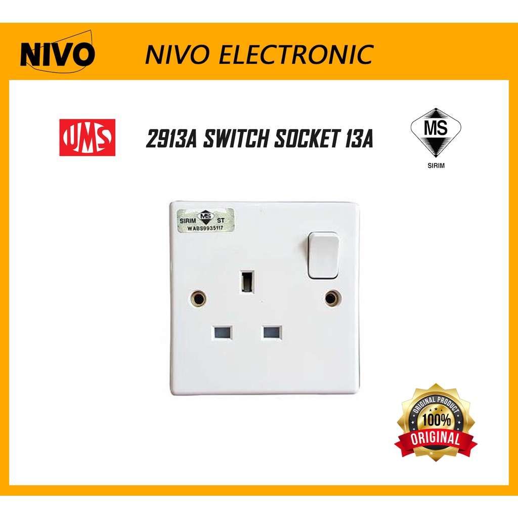 Schneider UMS 2913A 13A SWITCHED SOCKET OUTLET 3X3 13A SWITCH SOCKET ...