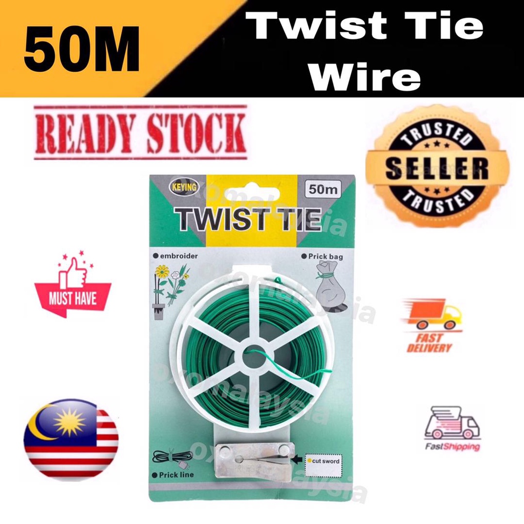 Plastic Twist Tie Wire Spool With Cutter For Garden Yard Plant 50m ...