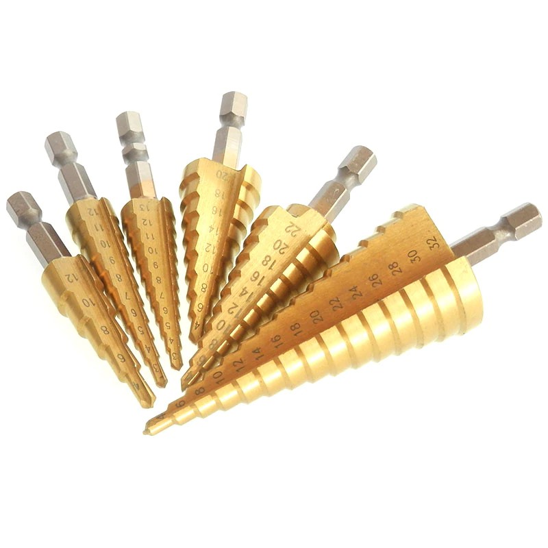 MKR Drill Bit HSS Titanium Coated Hex Shank Step Drill Bit Set Cone ...