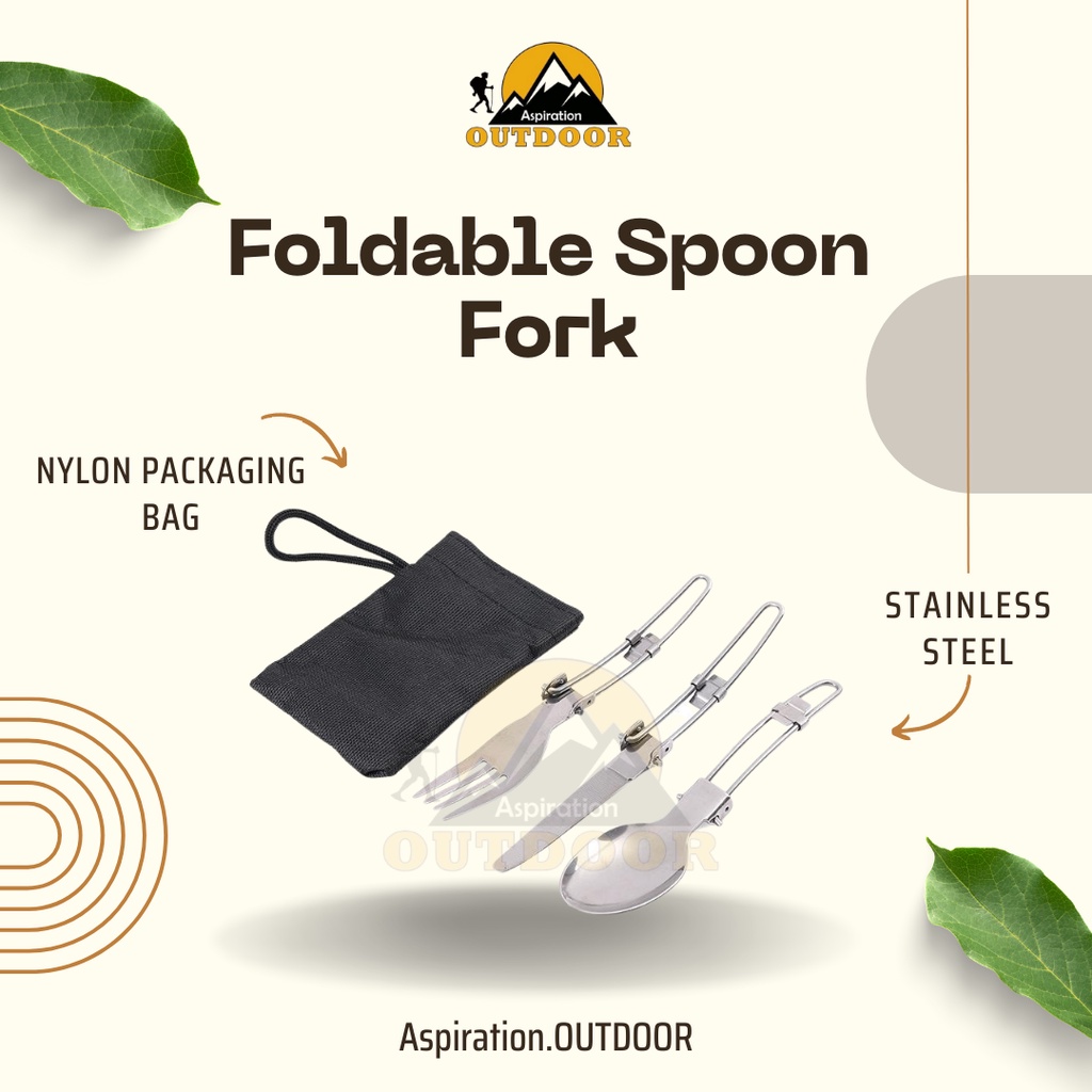 Ready Stock Foldable Spoon Fork Stainless Steel Camping Spoon Picnic ...
