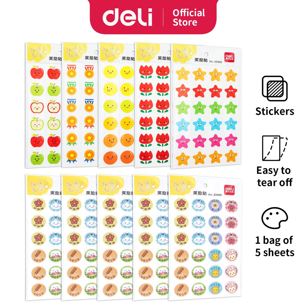 Deli Sticky Notes Star Sticker Easy Tear Off (1 Bag x 5's x 24 Pcs/Page ...