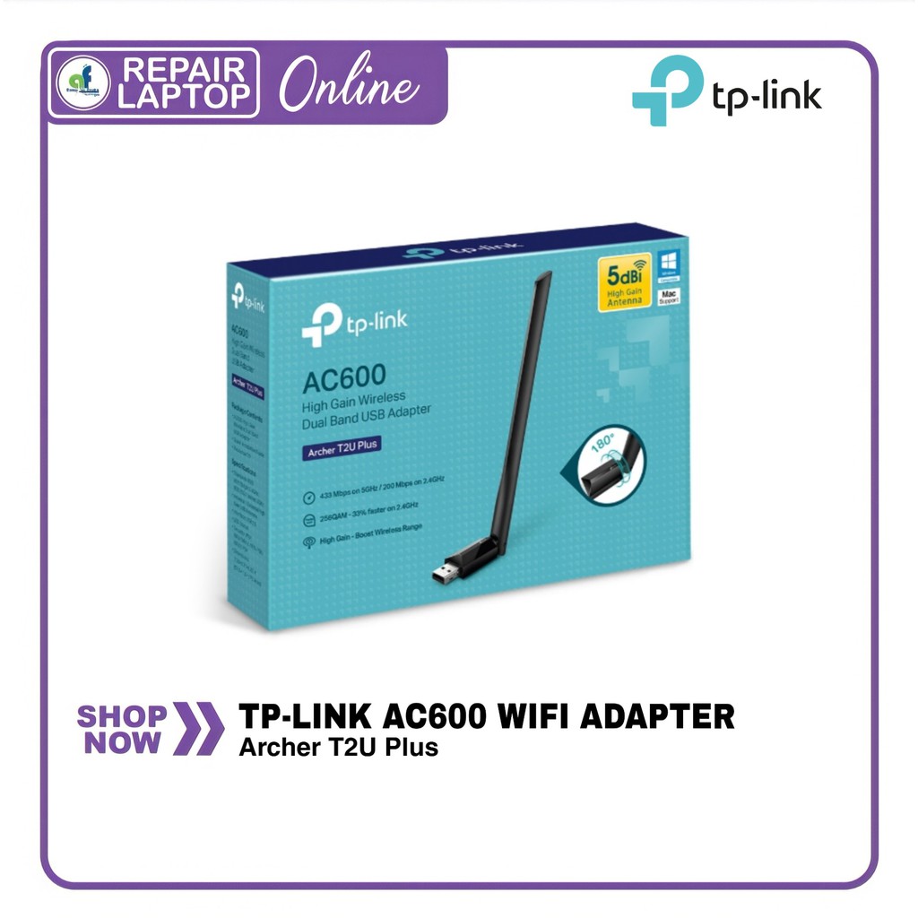 TP-Link Archer T2U Plus AC600 High Gain Wireless Dual Band USB Adapter ...
