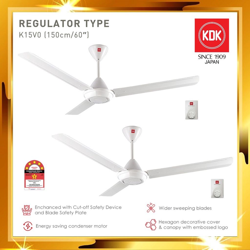 2SET x KDK 3 Blades ceiling Fan K15V0 white | Shopee Malaysia