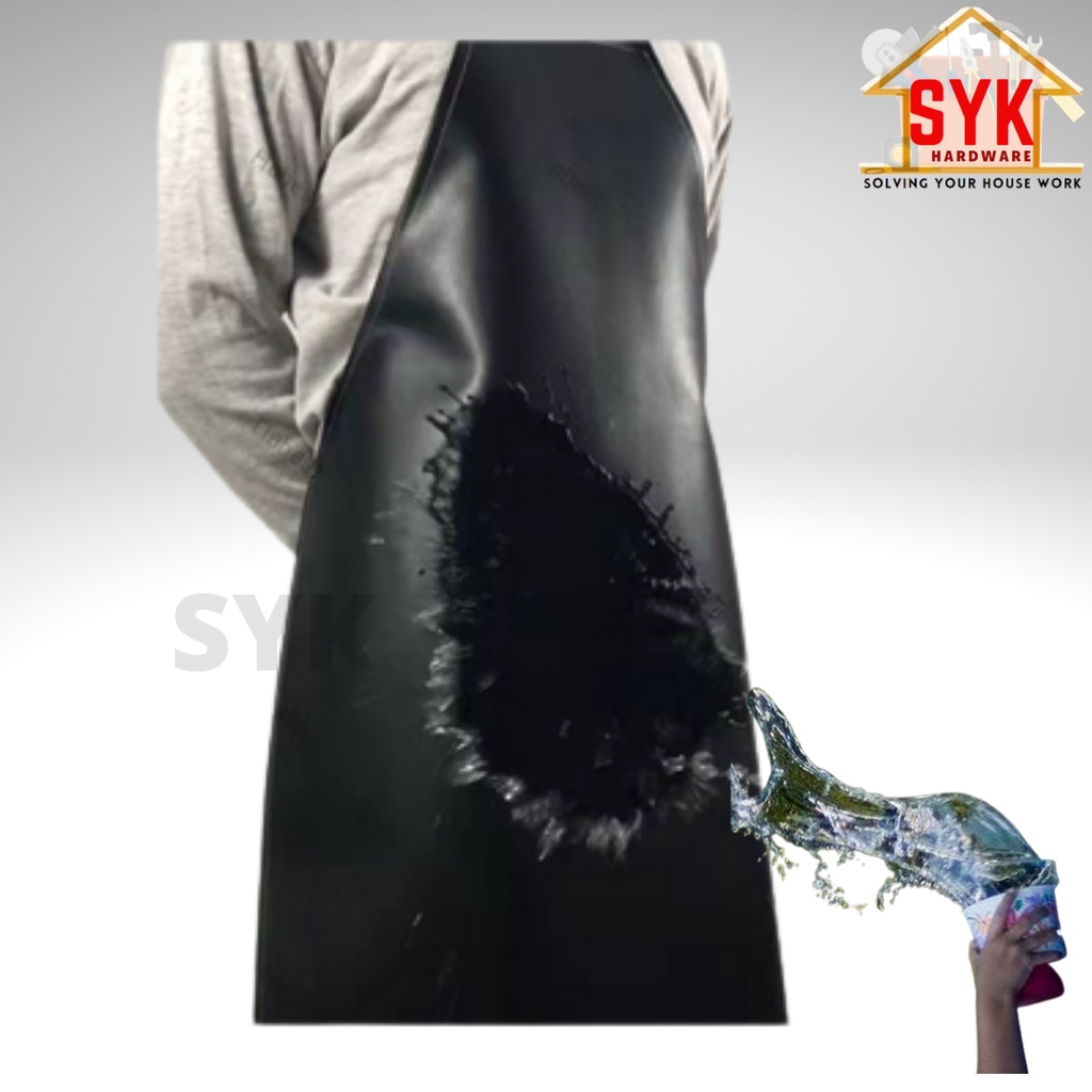 SYK Heavy Duty Waterproof OilProof Reusable Black Apron Kitchen Garden ...