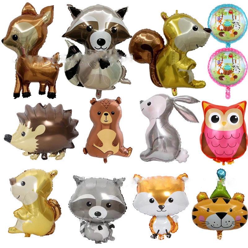 Woodland Animials Foil Balloons Forest Hedgehog Fox Squirrel Owl Ballon ...