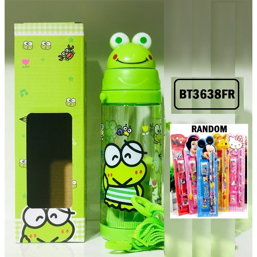HOMIEE Cute Cartoon Kitty Frog Doraemon Mickey Straw Water Bottle Kid ...