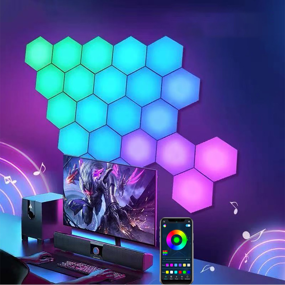 1-20 PCS APP Control LED Hexagonal Desk Light Honeycomb Module LED ...