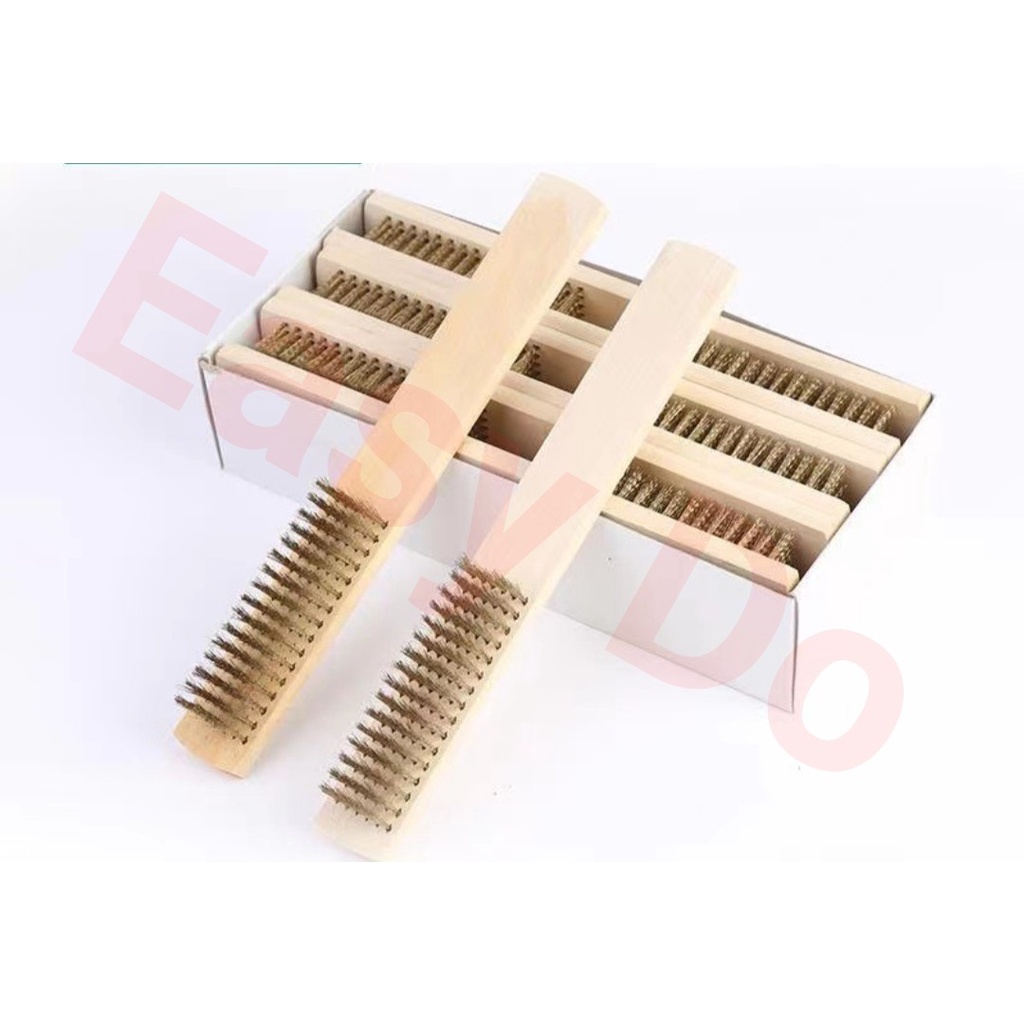 Copper Wire Brush With Wooden Handle metal High-Density Cleaning Scrub ...