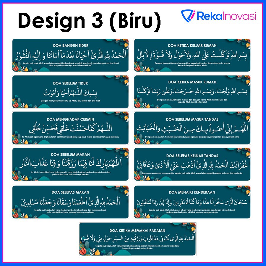 (11 KOLEKSI DOA) Sticker Doa Harian Rumah- Doa makan/ Doa Tidur/ Doa ...