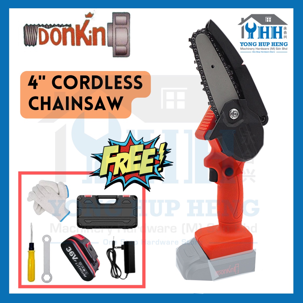 DONKIN 36V 4" Portable Mini Chain Saw (4" BLADE) | Safety Type chainsaw ...