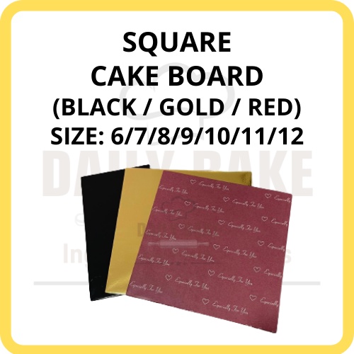 [Daily Bake] SQUARE Cake Board / Papan Kek 6/7/8/9/10/11/12 Inches ...