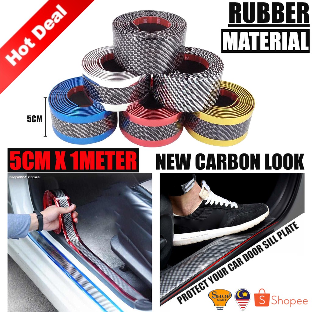 Car Door Sill Plates Cover Protector Chrome Plating 6D Carbon Design ...