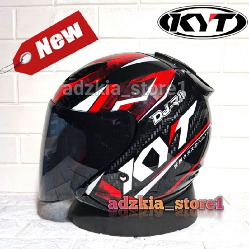 Half FACE Helmet KYT DJ MARU MOTIF 15 BLACK RED|Jumbo SIZE|Xxl | Shopee Malaysia