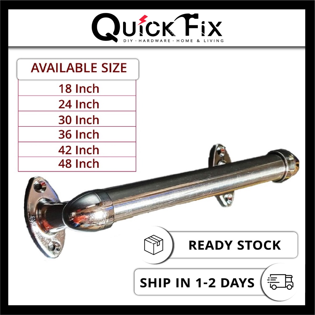 QuickFix Bathroom Towel Bar Stainless Steel Rod with Bracket Towel Rail ...