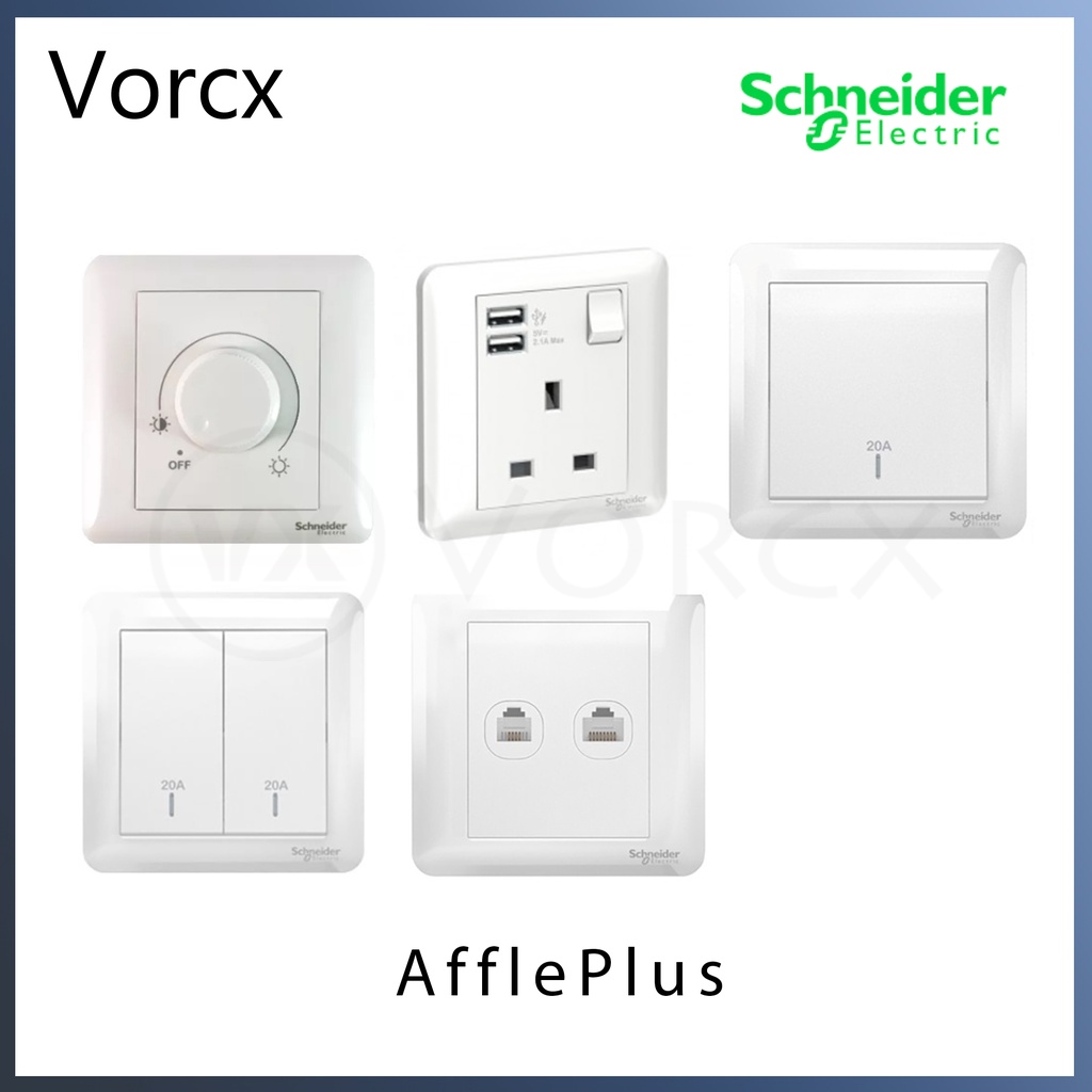 Schneider Affle Plus Series White Switches & Socket ( Extra Options ... Schneider Affle Plus Series White Switches & Socket ( Extra Options ...