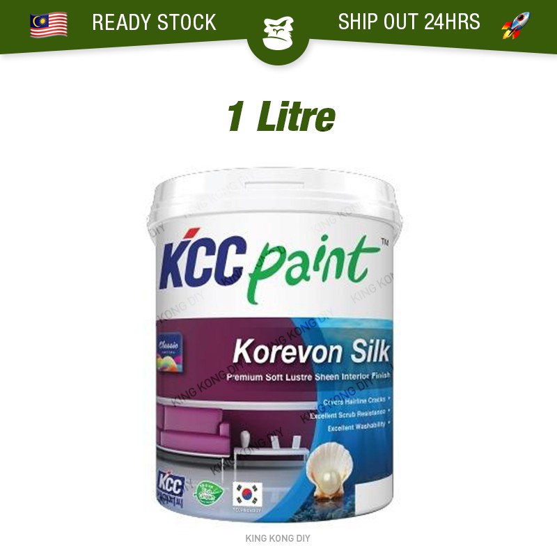🔥READY STOCK🔥 1L KCC PAINT Korevon Silk Acrylic Water Based Interior Gloss Wall Ceiling Cat ...