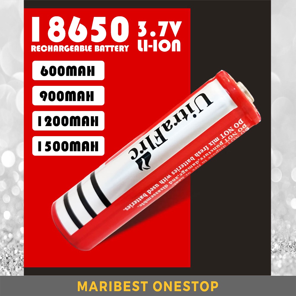 18650 BUTTON TOP RECHARGEABLE BATTERY 600 / 900 / 1200 / 1500mAh 3.7V LI-ION LITHIUM ION BATTERY ...