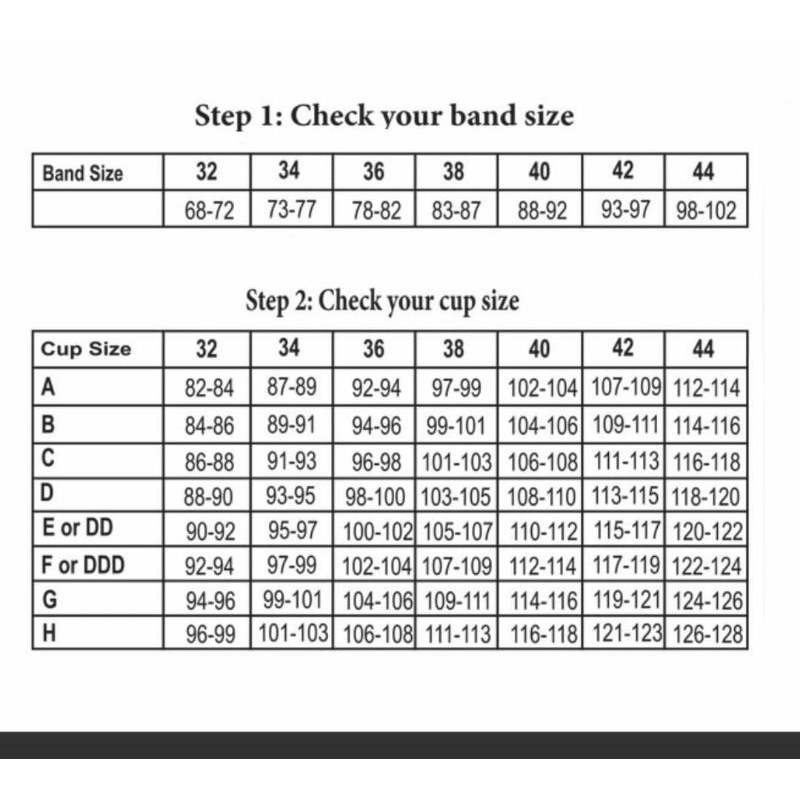 Export Bra Chart Size Guide | Shopee Malaysia