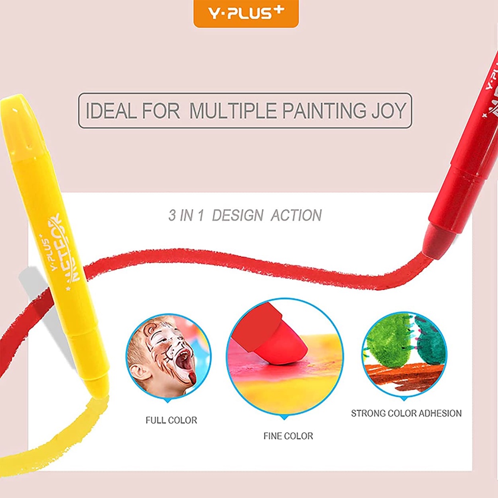 Y PLUS Non Toxic Washable Gel Silky Crayons Set 12 Colors Twistable For ...