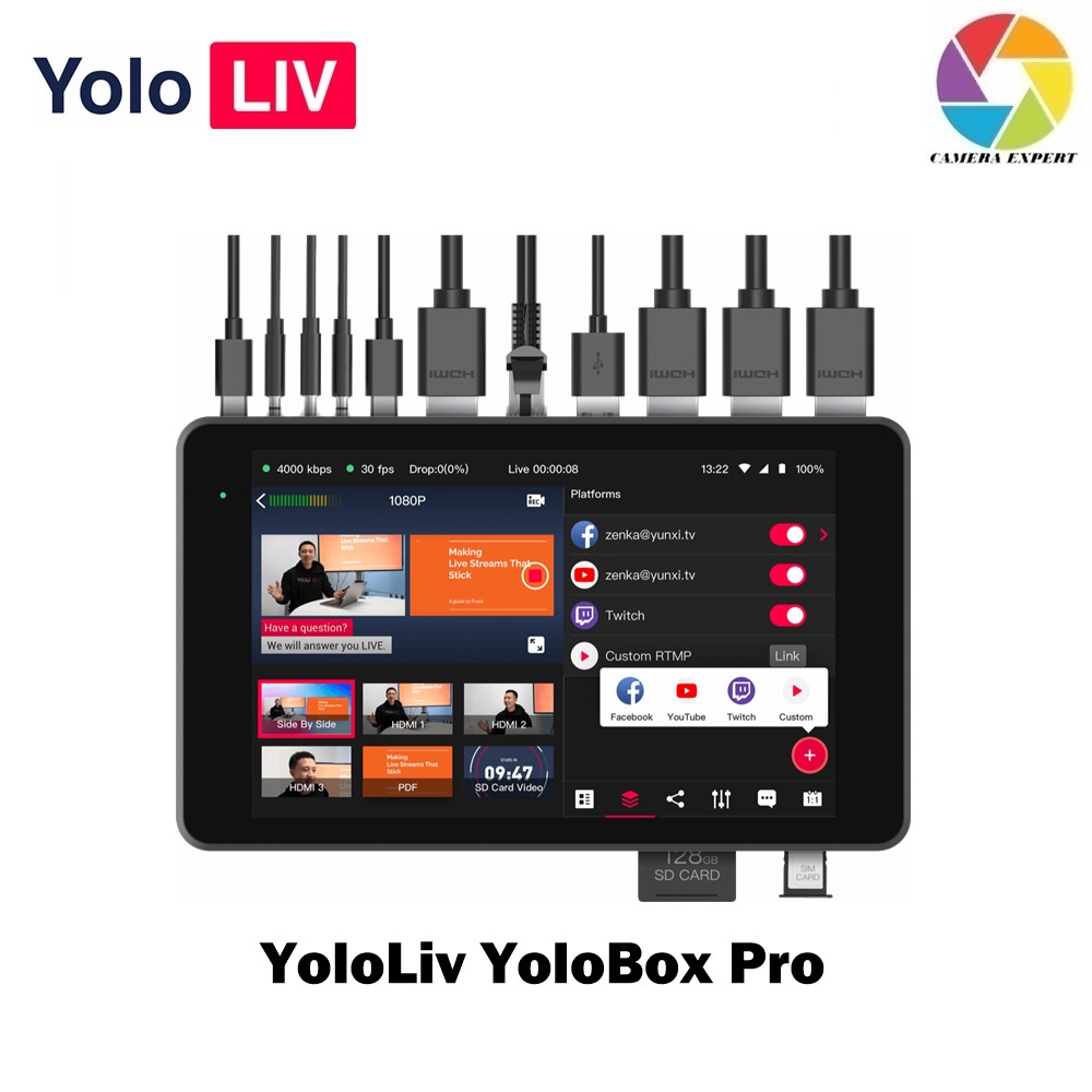 YoloLiv YoloBox Pro Portable Multi-Camera Encoder/Streamer, Switcher/Monitor & Recorder | Shopee ...
