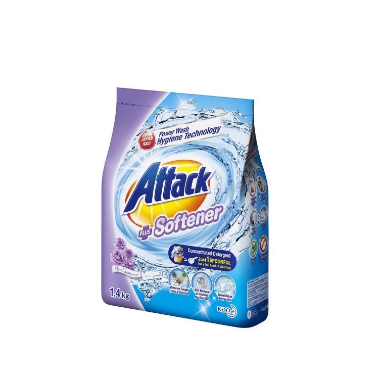 Attack Detergent Powder Plus Softener/Sabun Serbuk /1.4kg/1.6kg for Laundry Ultra Power/Color ...