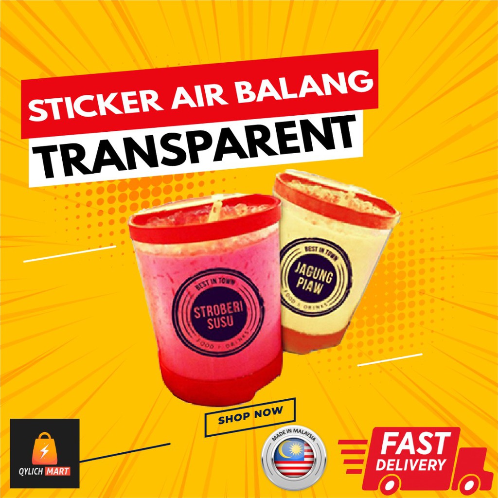 Sticker Air Balang Transparent 12 Inchi - Boleh Custom Nama | Shopee ...